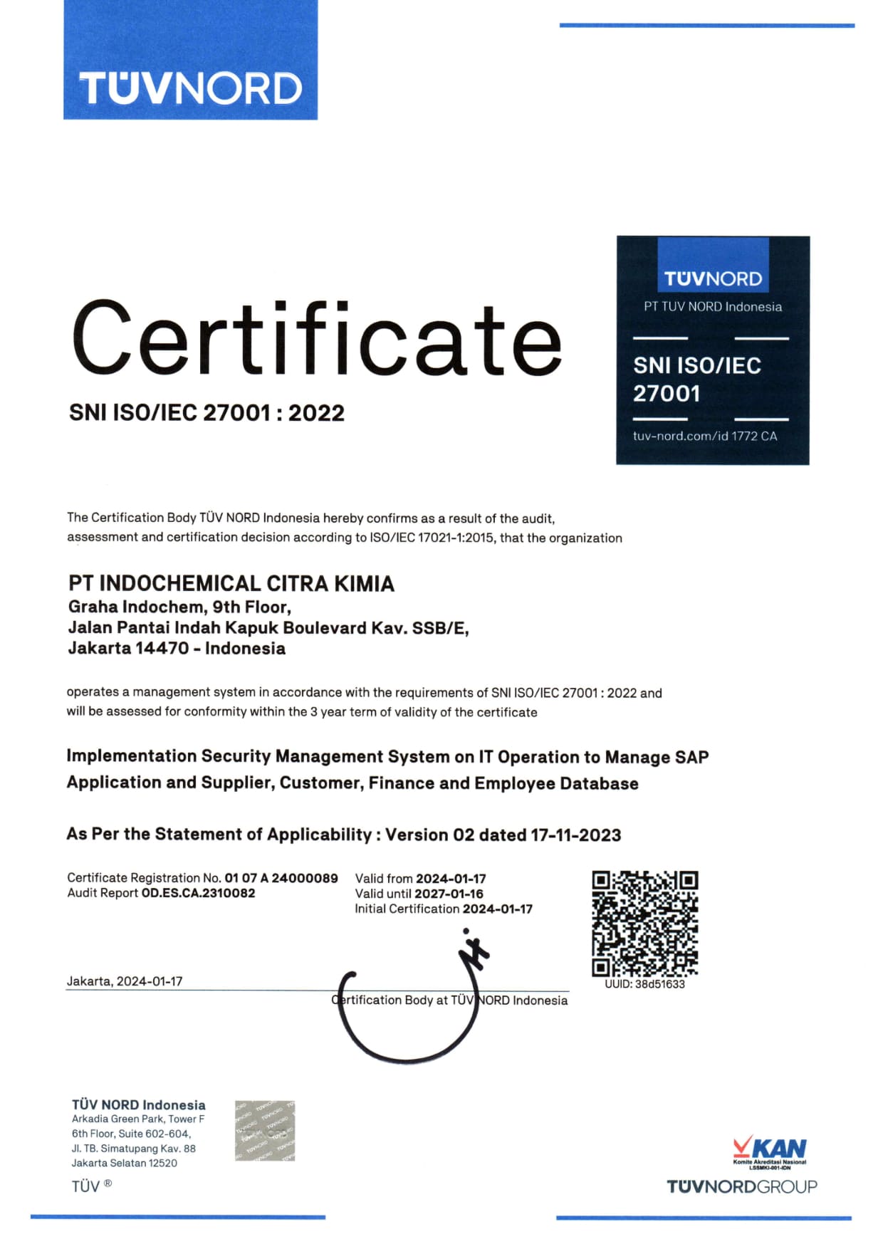 Award and Certificate | PT Indochemical Citra Kimia (Indochem)
